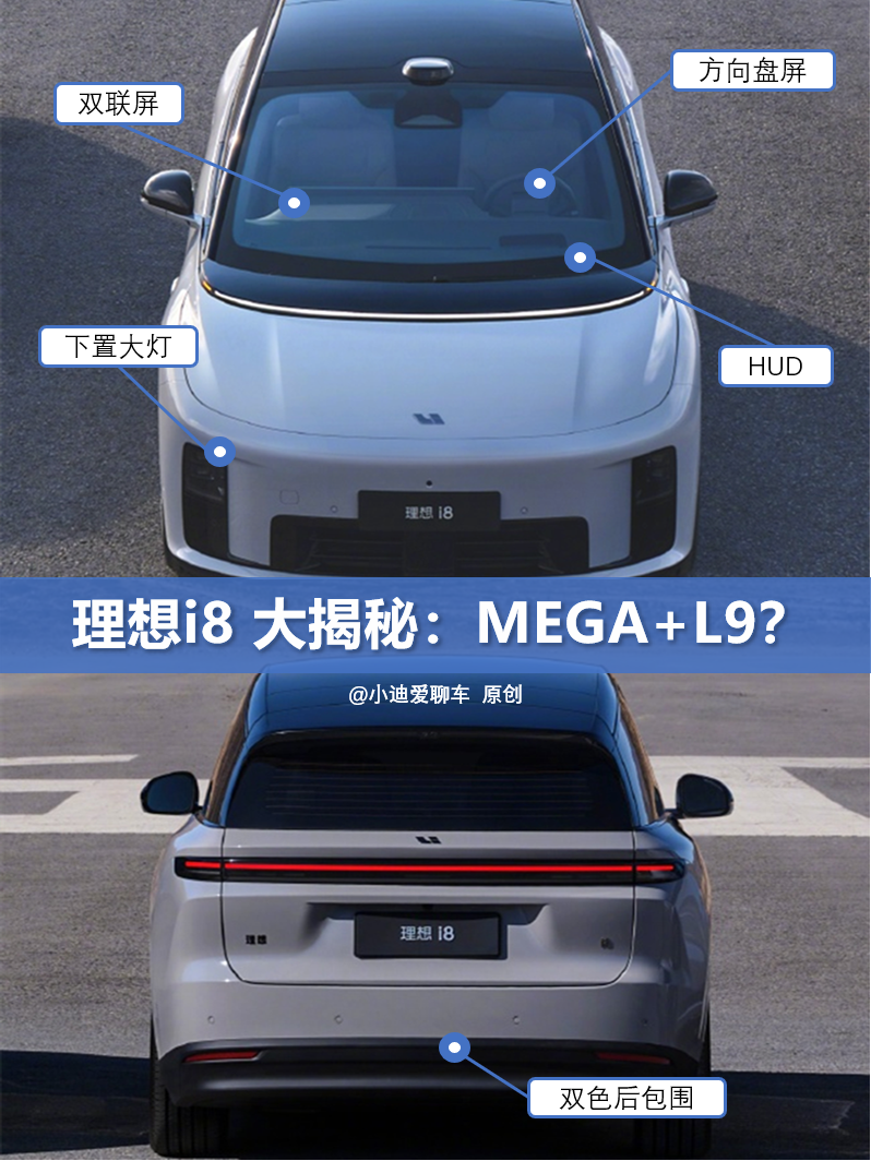 【文章】理想i8官图公布！它能把在MEGA上输掉的赢回来吗？理想不声不响，突然就发布了i8的官图！可以说这是理想今天最重磅的一款新车了~虽然只有官方的前脸和尾部造型但是结合目前的谍照和部分信息 ...